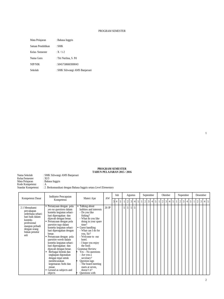Prosem 1 KLS Xi | PDF