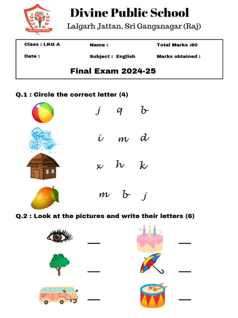 Final Exam Eng LKG A | PDF