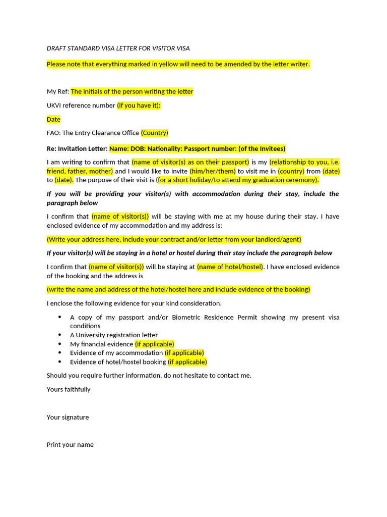 Inviting Visitors Letter Template Spring 2025 | PDF