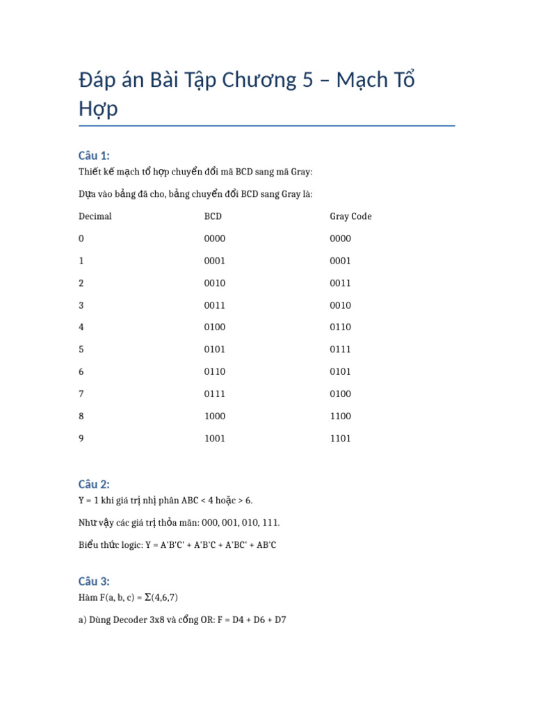 Dap An Bai Tap Chuong 5 | PDF