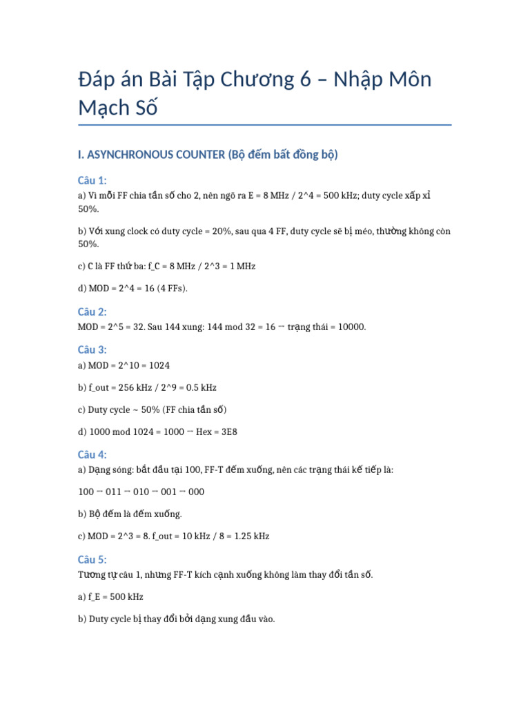 Dap An Bai Tap Chuong 6 | PDF