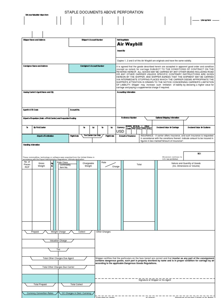 Airway Bill Sample