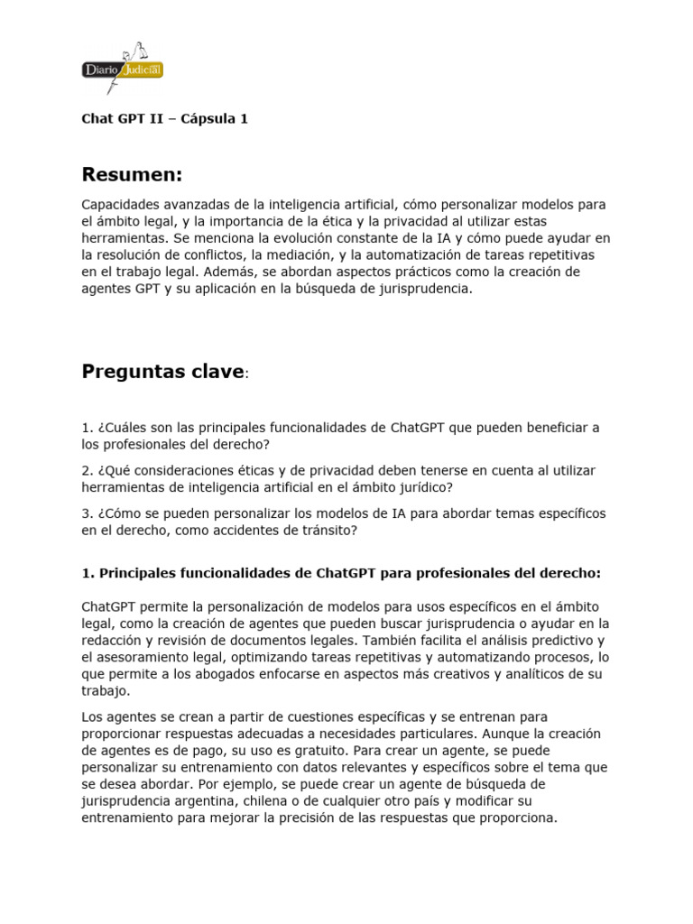 Resumen y Preguntas Clave ChatGPT2 - Capsula1 | PDF | Inteligencia artificial | Inteligencia (IA ...