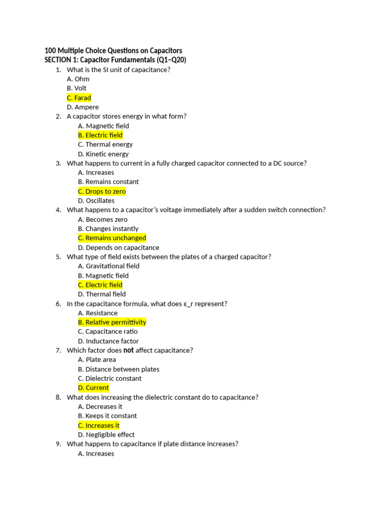Capacitor And Capacitance Pdf Capacitor Electrical Network