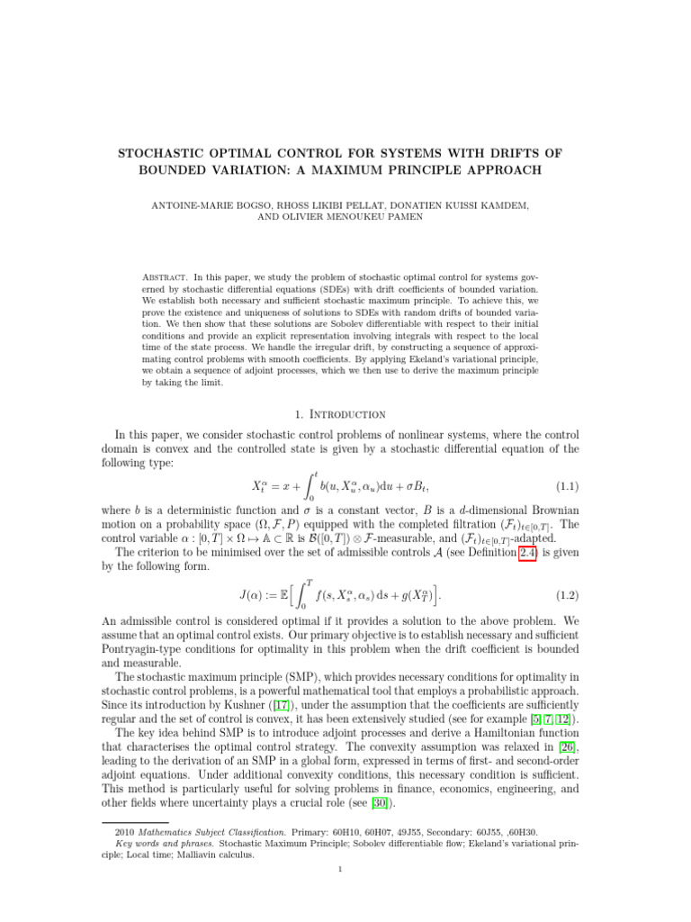 Stochastic_Optimal_Control_for_Systems_with_Drifts | PDF | Stochastic Differential Equation ...