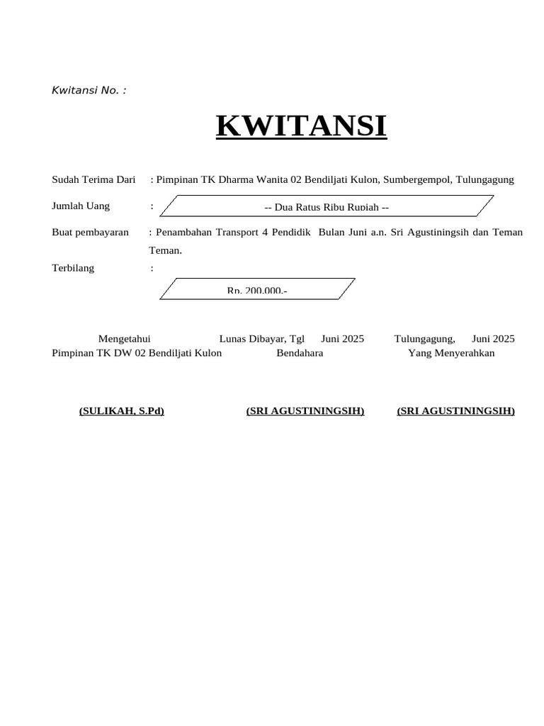Kwitansi BOP 2018 | PDF