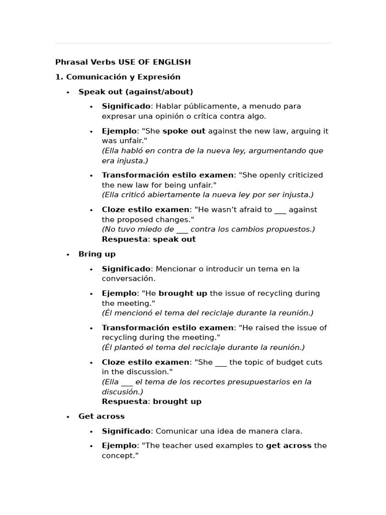 Phrasal Verbs USE OF ENGLISH | PDF