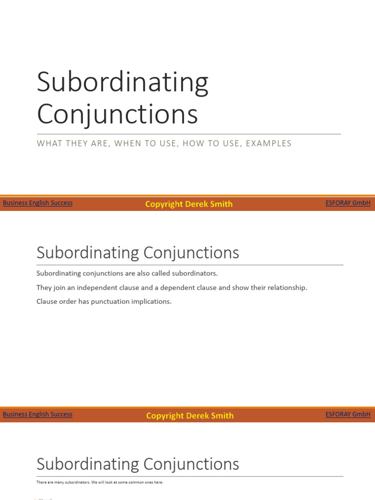 Conjunctions Subordinating | PDF