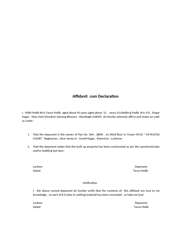 Affidavit Cum Declaration | PDF