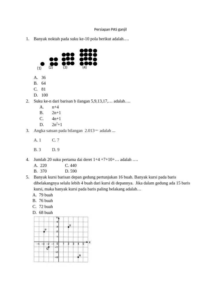 Latihan Persiapan Pas Kelas 8 Ganjil | PDF