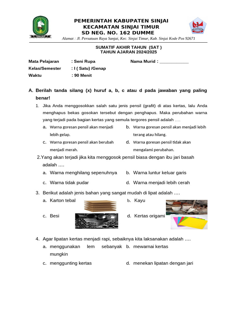 Soal SAT Seni Rupa Fix | PDF