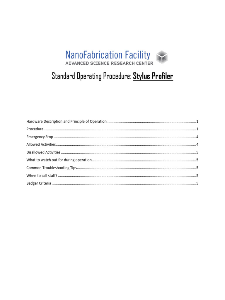 Stylus-Profiler-Instrumentation and Working Procedure | PDF | Data | Measurement