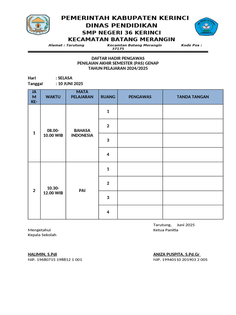 Absen Pengawas Okok | PDF