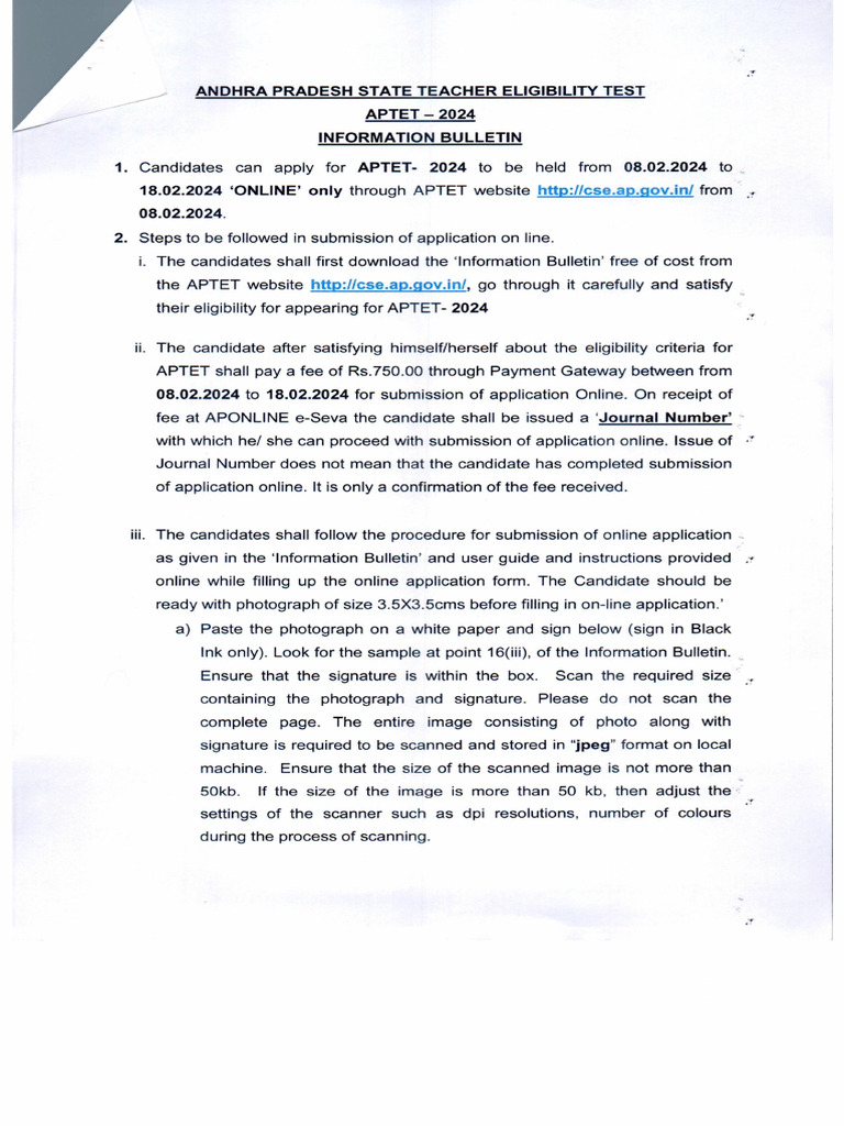 Aptet 2024 Information Bulletin | PDF
