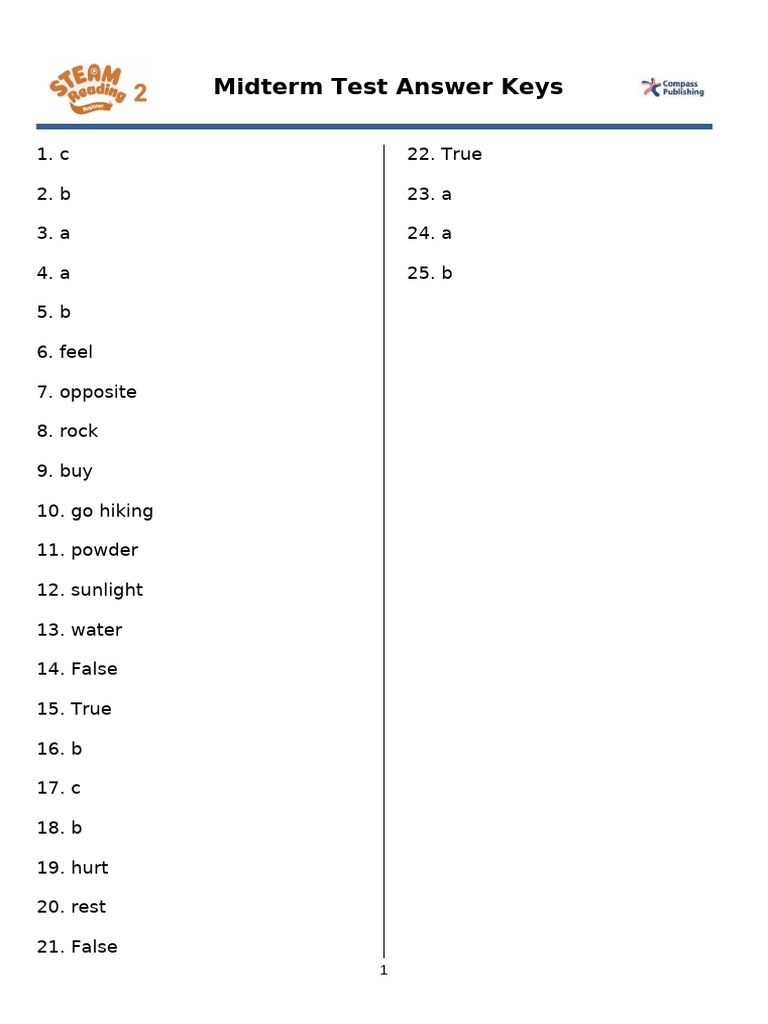 STEAM - B2 - Midterm Test - Answer Key | PDF