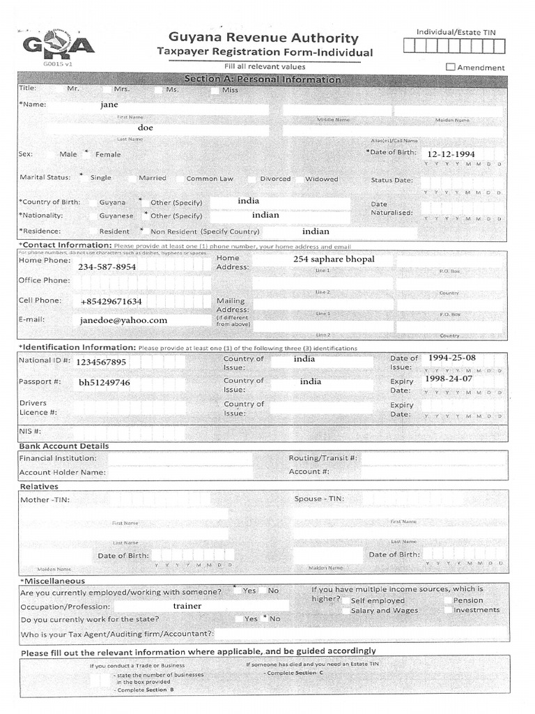 TIN FORM Example | PDF