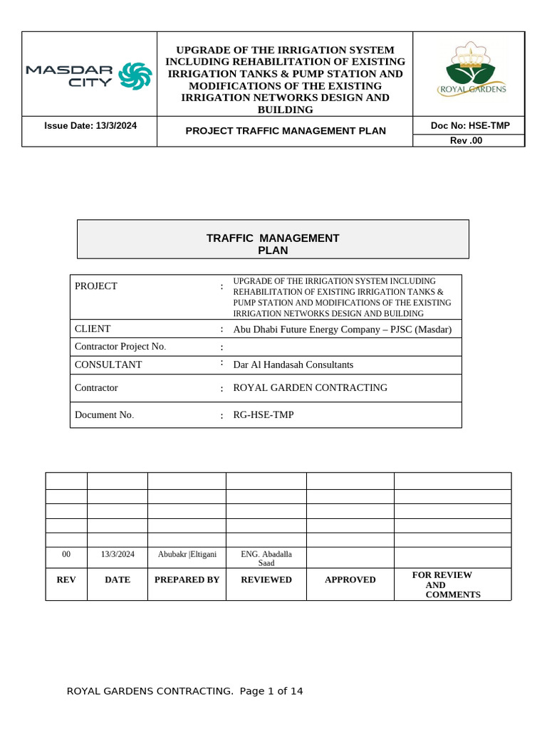 Project Traffic Management Plan | PDF | Traffic | Traffic Collision