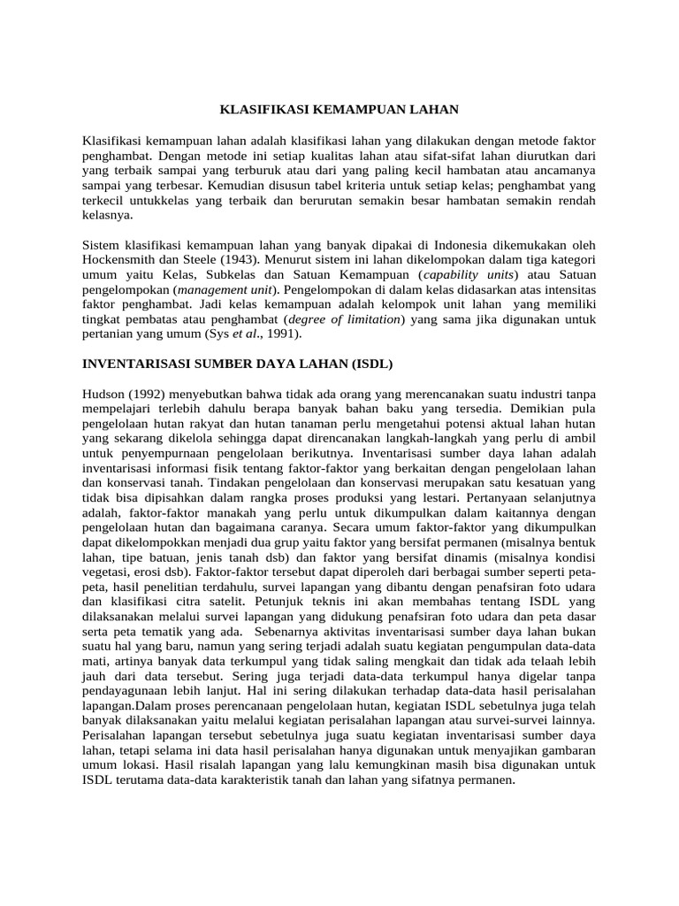KLASIFIKASI KEMAMPUAN LAHAN | PDF