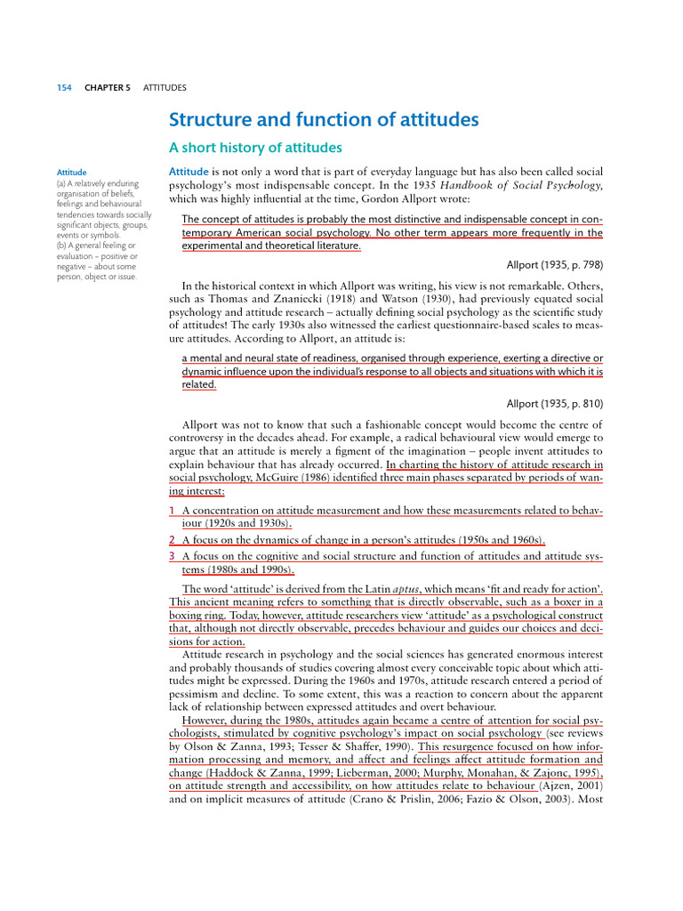 Attitude History, Structure and Function | PDF | Attitude (Psychology) | Social Psychology