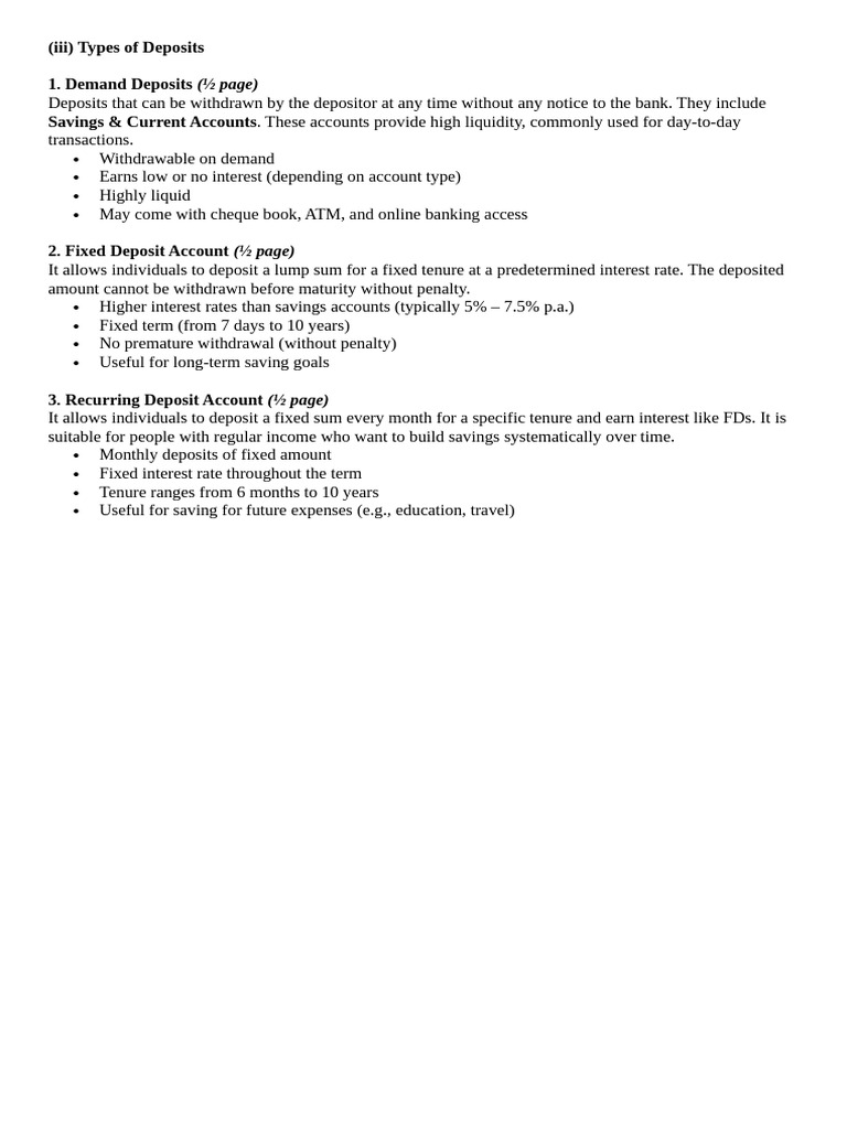 Math - Banking - Types of Deposits | PDF