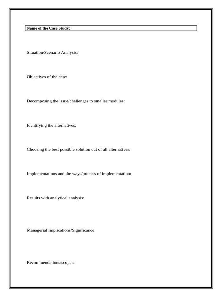 Case Study Decision Sheet Template | PDF