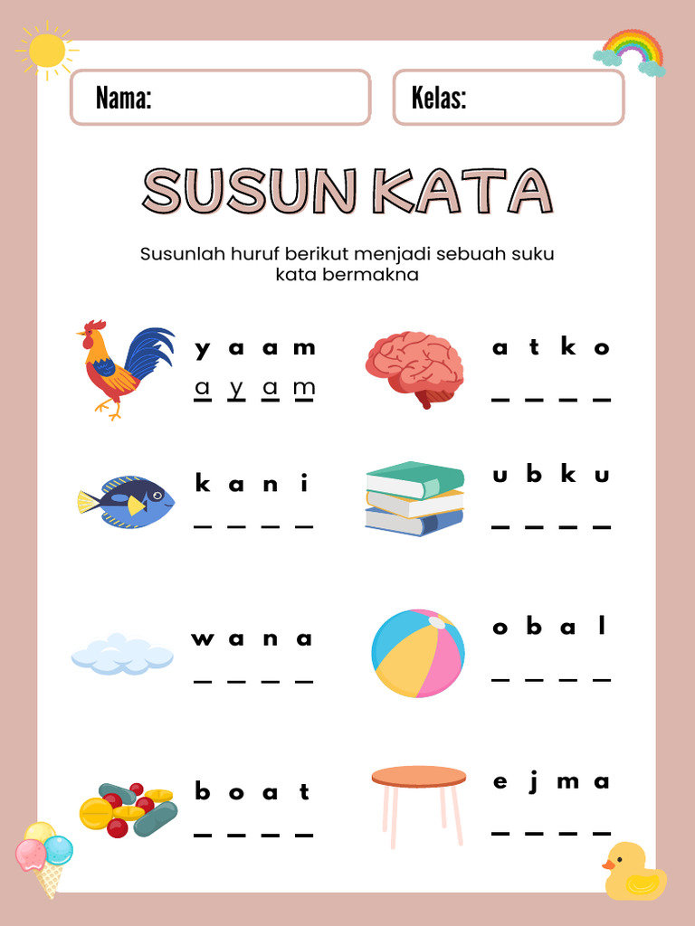Aktivitas Belajar Suku Kata dan Hitung | PDF