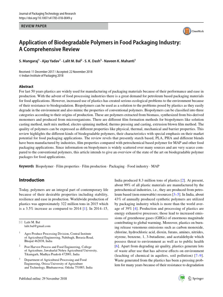 Application - of - Biodegradable - Polymers - in PKG | PDF | Biopolymer ...