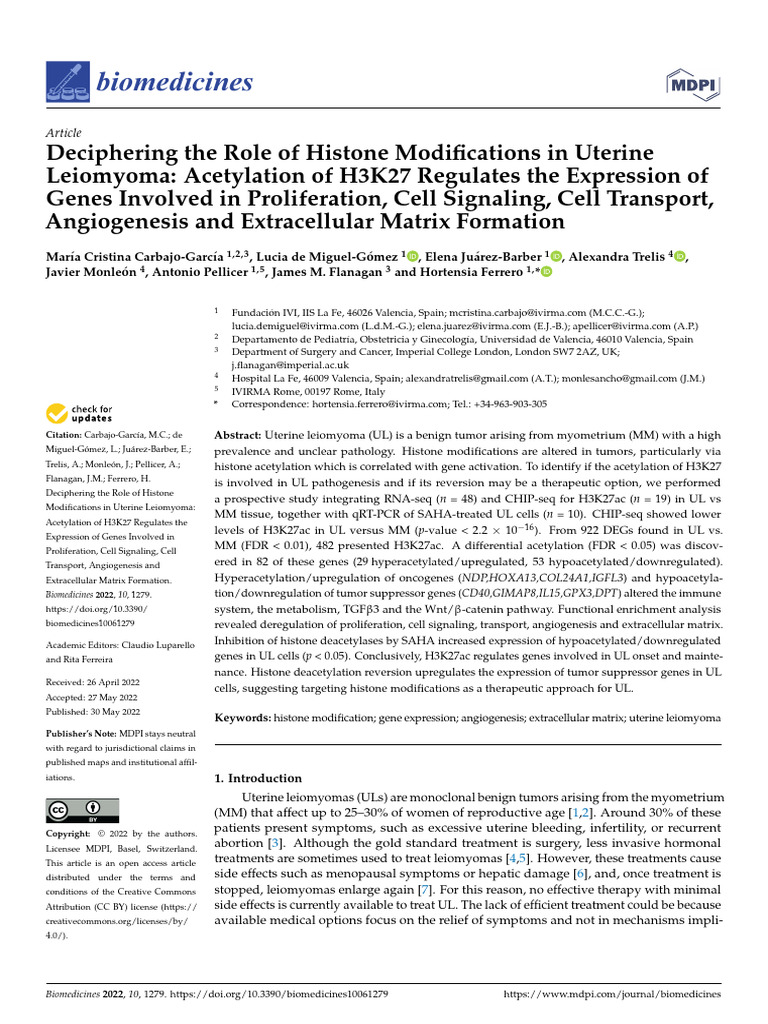 Deciphering The Role of Histone Modifications in U | PDF | Cell Biology | Genetics