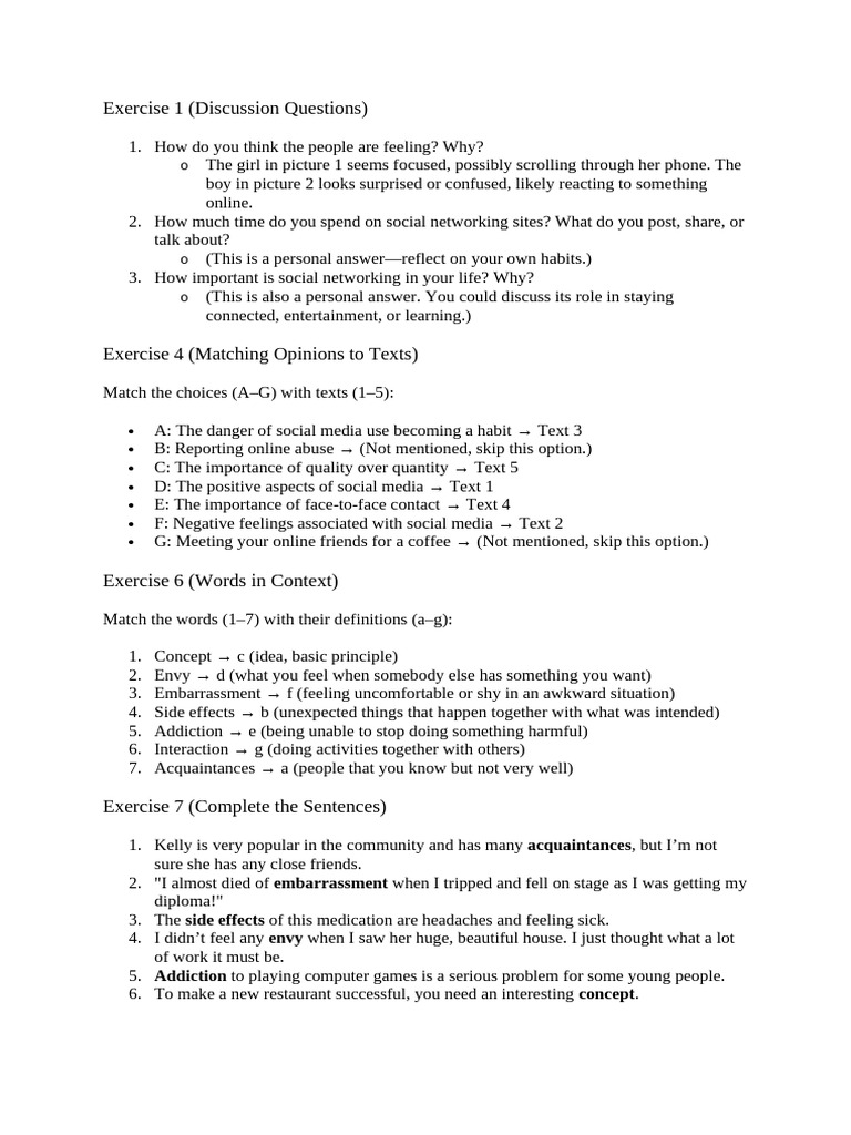 Social Media Impact Discussion Exercises | PDF | Psychology