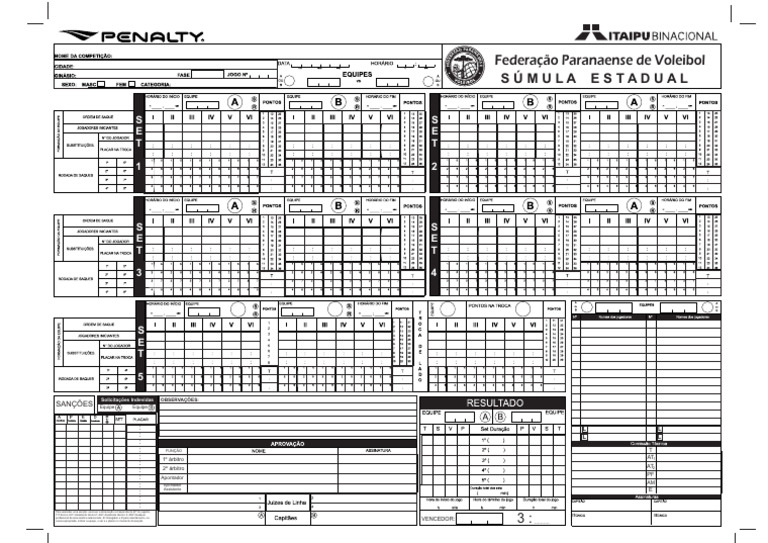 Súmula Voleibol Paraná | PDF | Jogos com bola