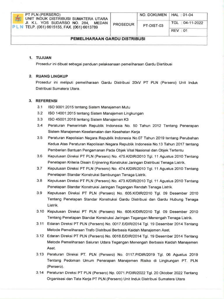 PT-DIST-03 PEMELIHARAAN GARDU DISTRIBUSI | PDF