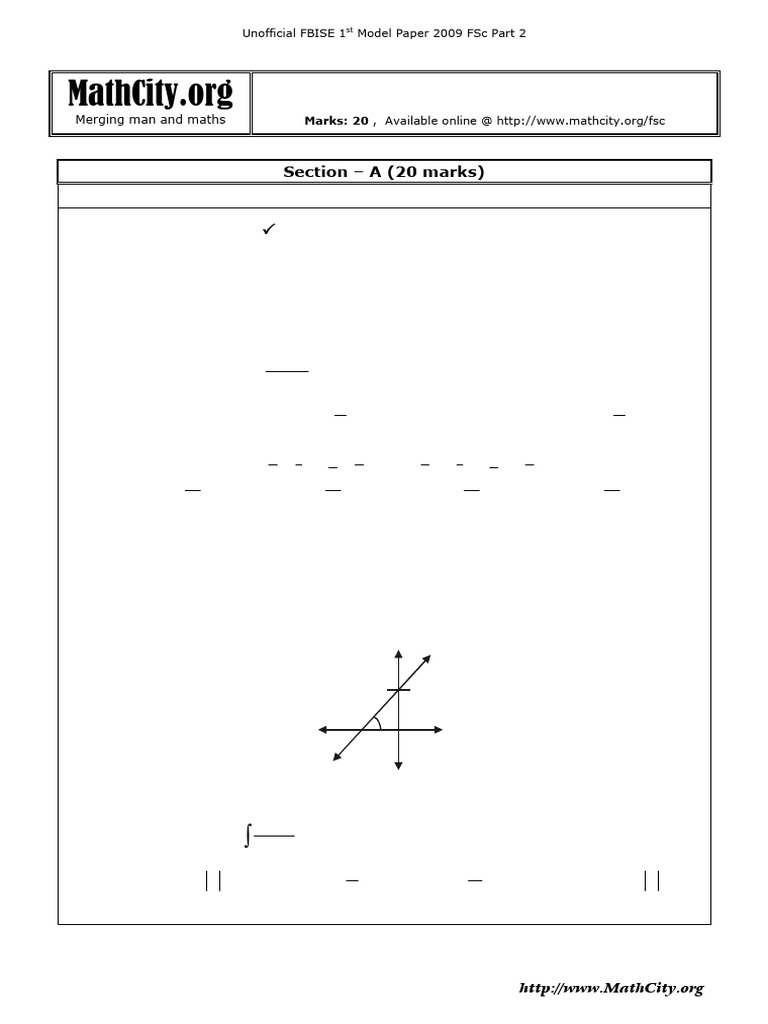 FBISE_1st_model_paper_FSc2_2009 | PDF | Classical Geometry ...