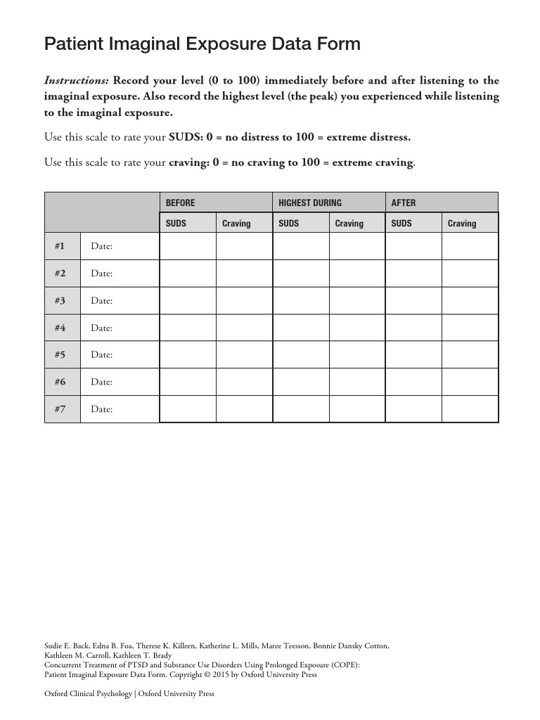 Patient Imaginal Exposure Data Form | PDF