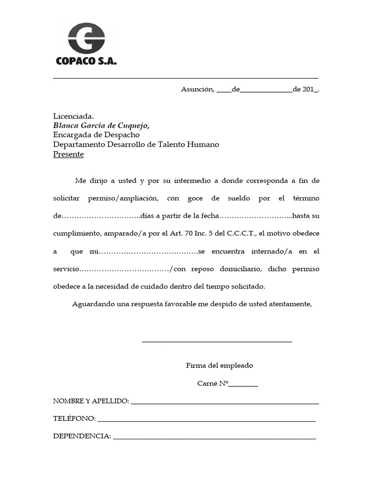 Solicitud Permiso-Ampliacion Con Goce de Sueldo | PDF