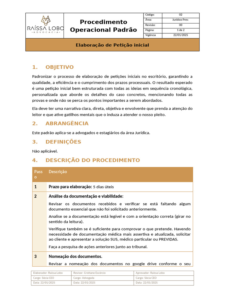 Modelo de POP - Procedimento Operacional Padrão - Petição Inicial | PDF ...