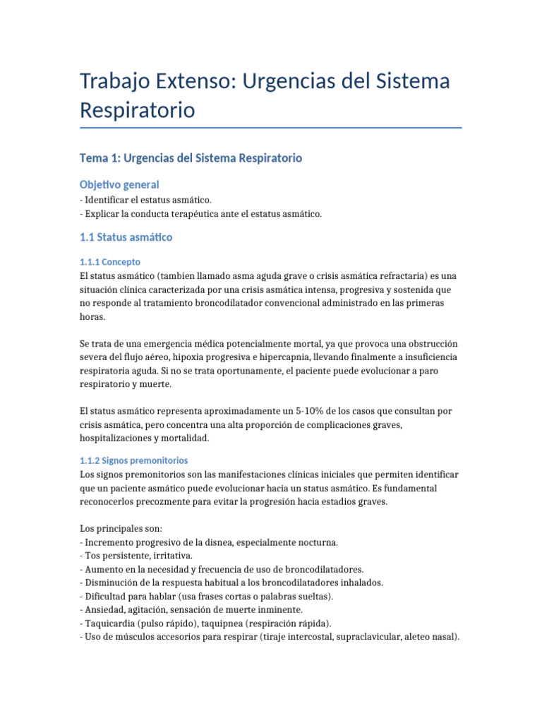 Estatus Asmatico | PDF | Asma | Especialidades Medicas