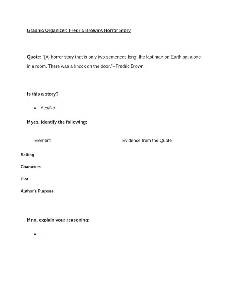Grade 8 Unit 2 Day 1 Fredric Browns Horror Story | PDF