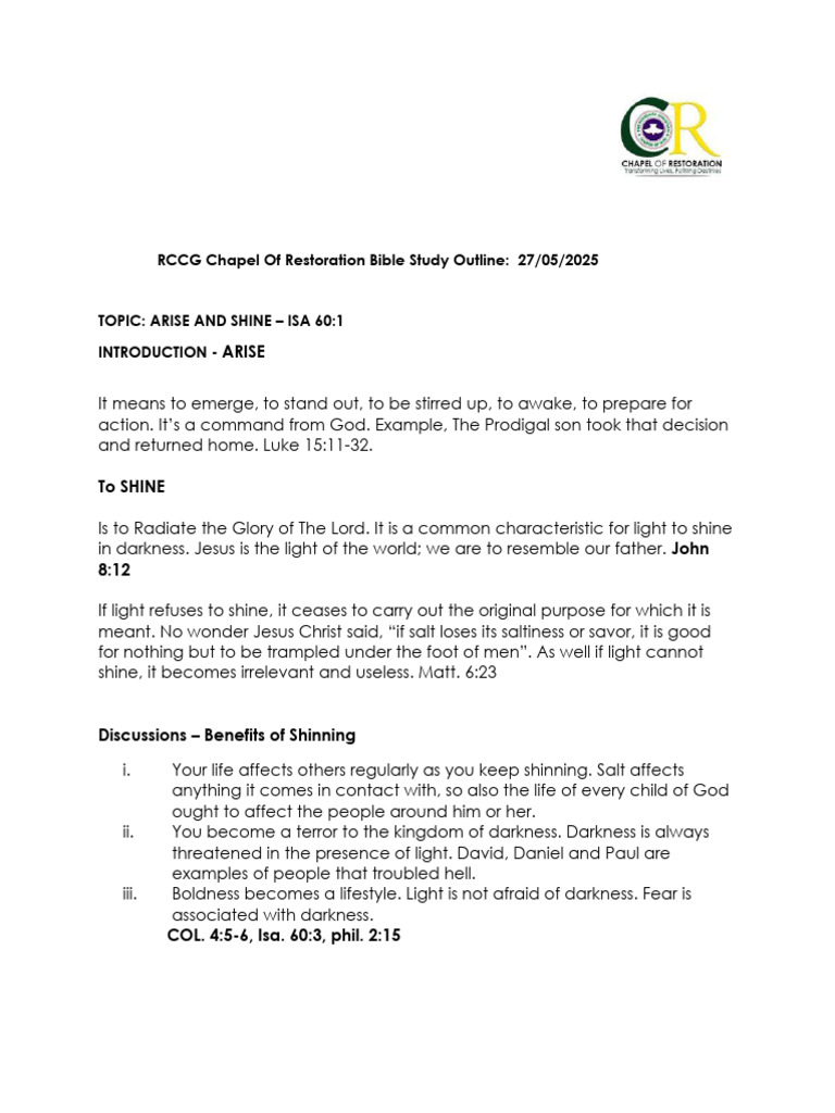 Bible Study: Arise and Shine (May 2025) | PDF | Abrahamic Religions ...