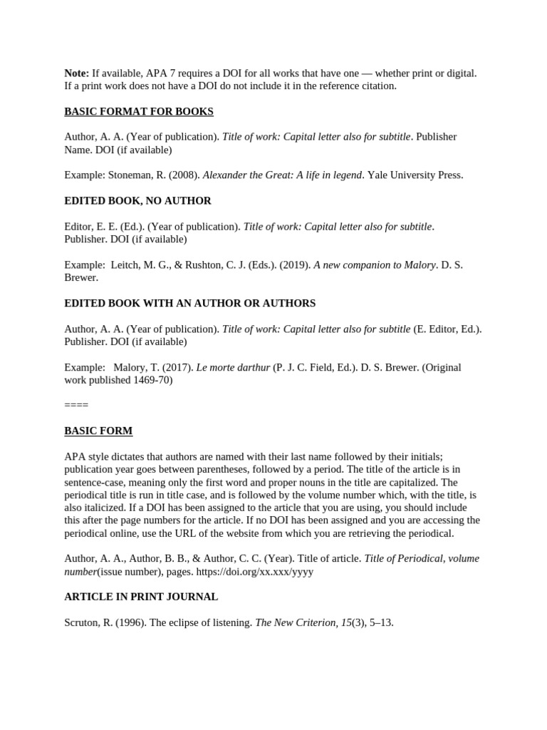 APA REFERENCES - Books & Journals | PDF | Digital Object Identifier ...