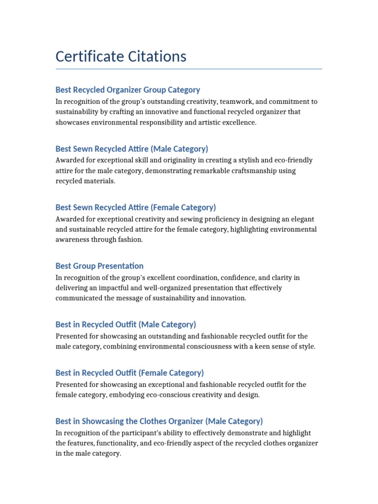 Certificate Citations | PDF