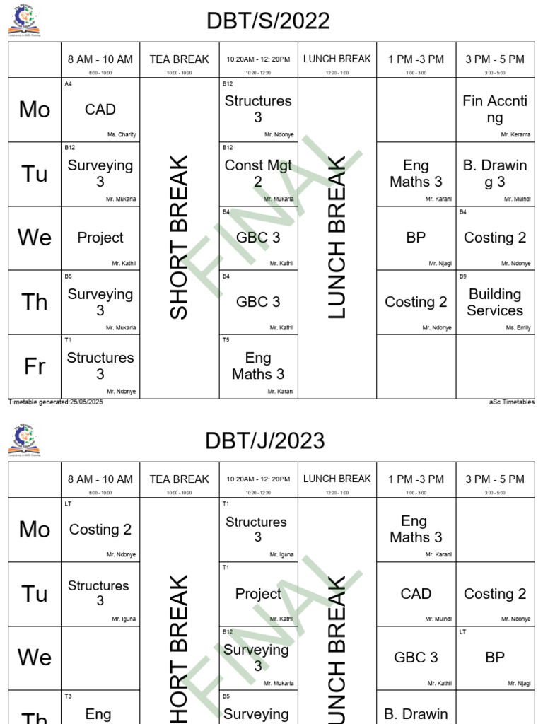 Final Term 2 Classes_TT | PDF
