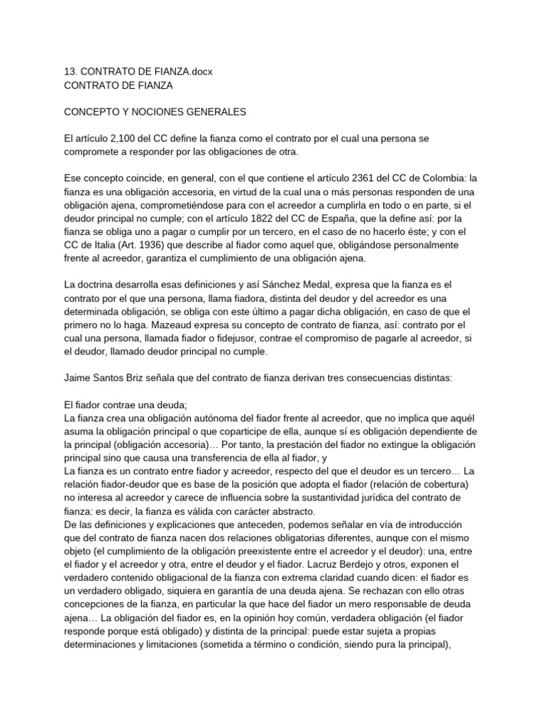Contrato de Fianza | PDF | Pagos | Garantía