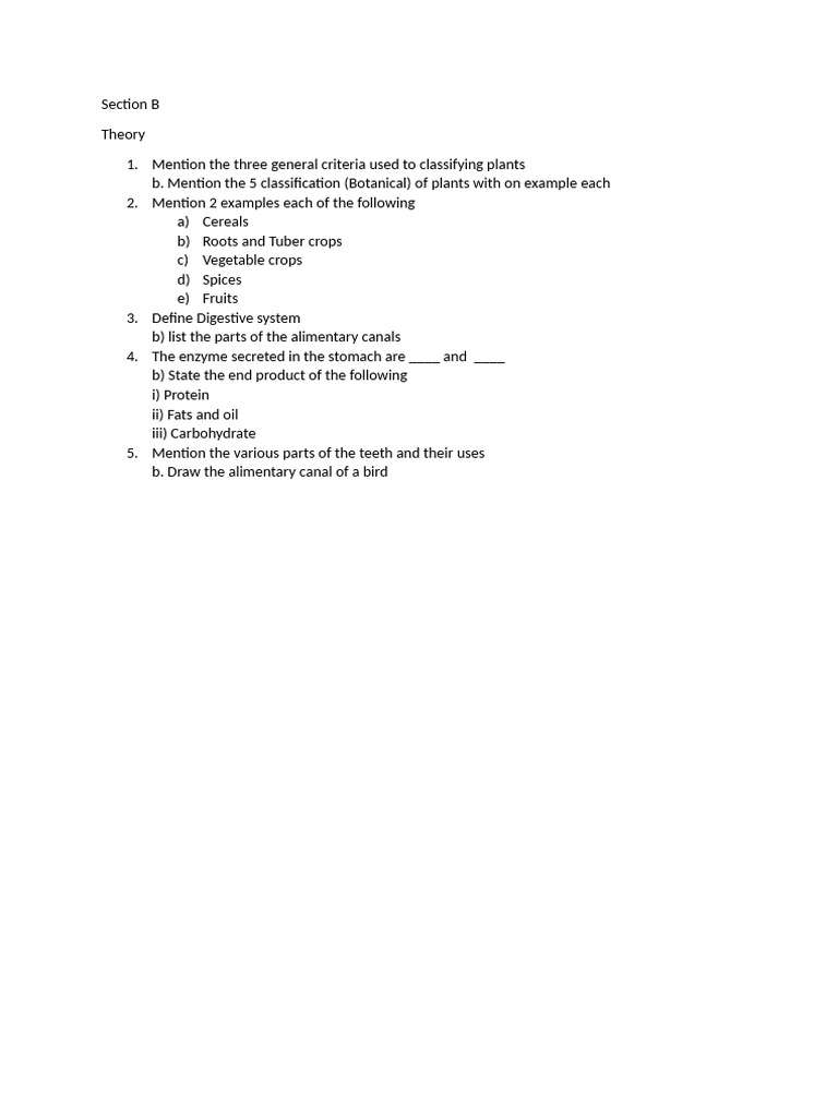 Biology Ss2 Questions Section B | PDF