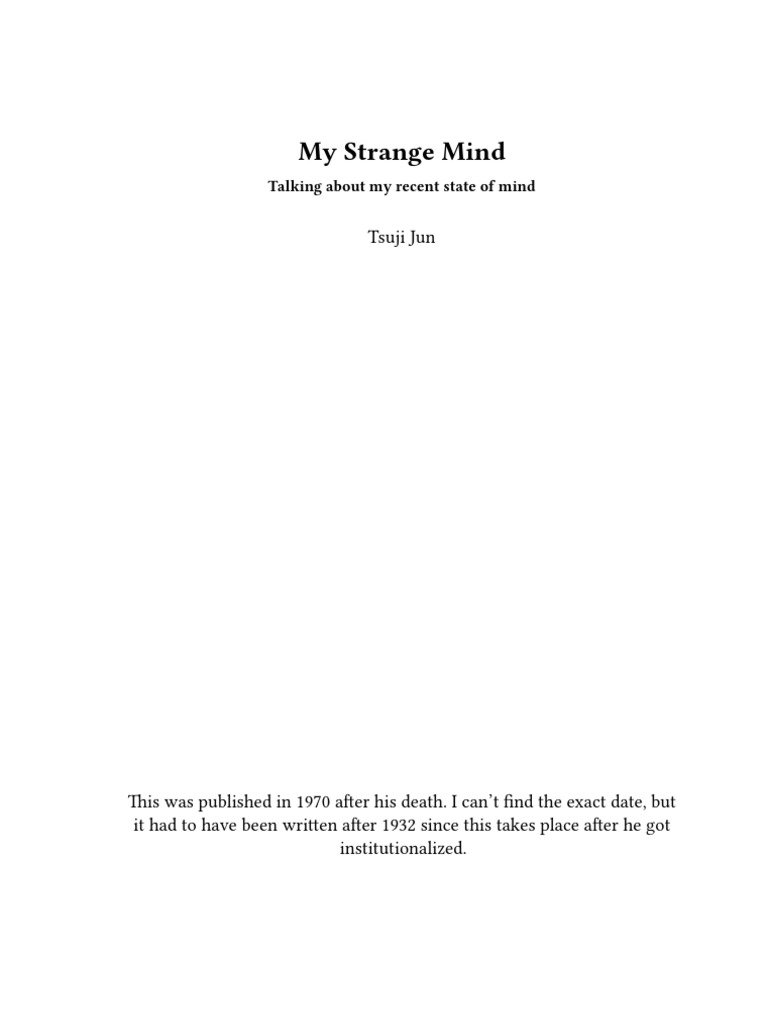 Tsuji Jun My Strange Mind | PDF | Mind