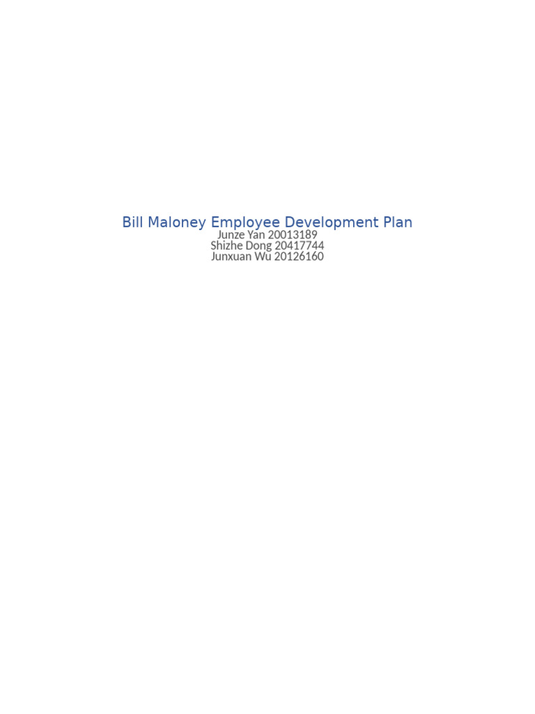 Bill Maloney's Employee Development Goals | PDF | Creativity | Conflict ...