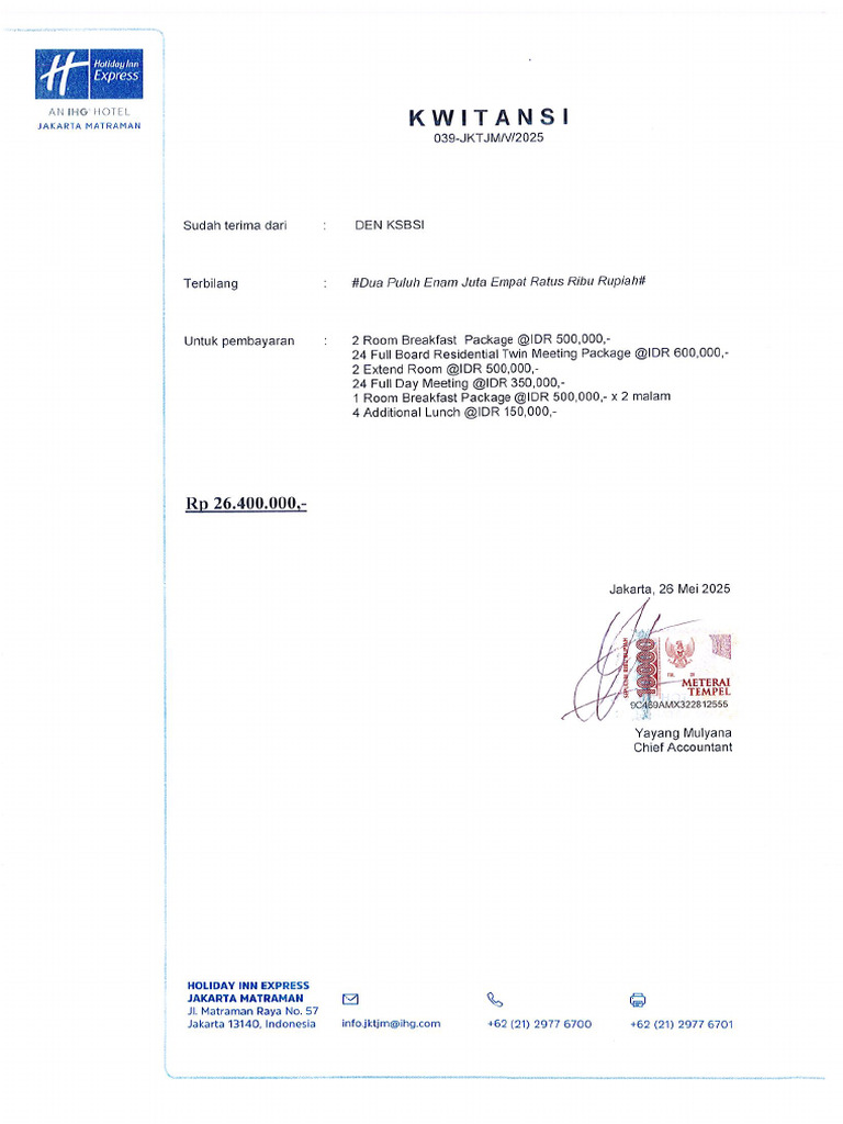 Holiday Inn Invoice | PDF