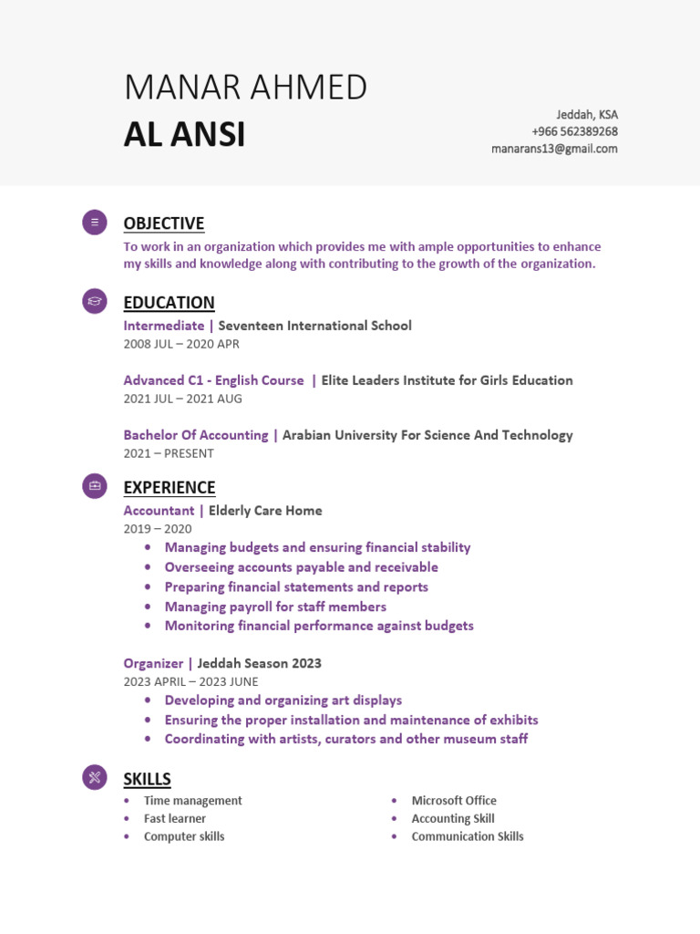 Manar Al Ansi Resume | PDF