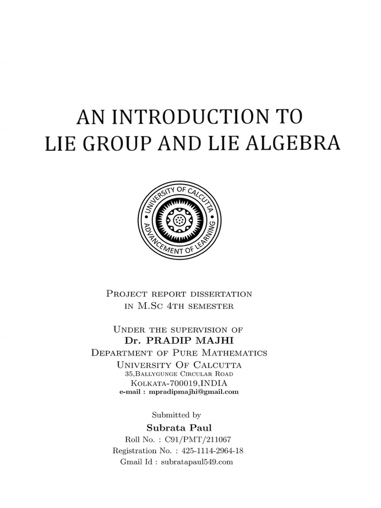 Lie Dissertation Subrata Paul 2024 | PDF | Ring (Mathematics) | Lie Algebra