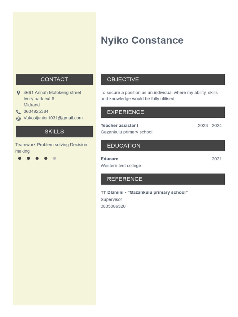 Nyiko Constance - 0428251245054710 | PDF