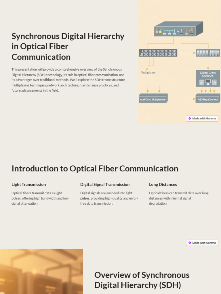 Synchronous Digital Hierarchy in Optical Fiber Communication | PDF | Computer Network | Fiber ...
